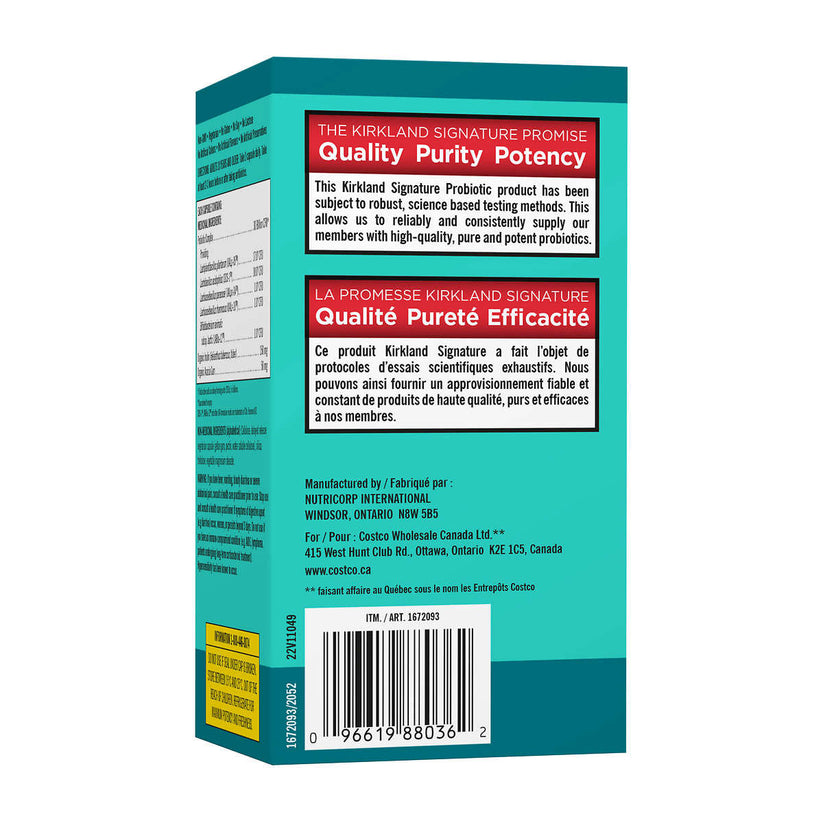 Kirkland Signature Daily Probiotic 30 Billion, 90 Vegetarian Capsules ...